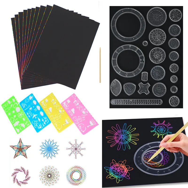 DHgate.com:Spirograph Drawing Set: Geometric Stencils, Rulers & Rainbow ...