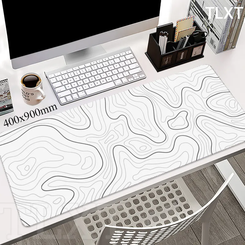 Large Black and White Gaming Mouse Pad with Locking Edge for Computer ...