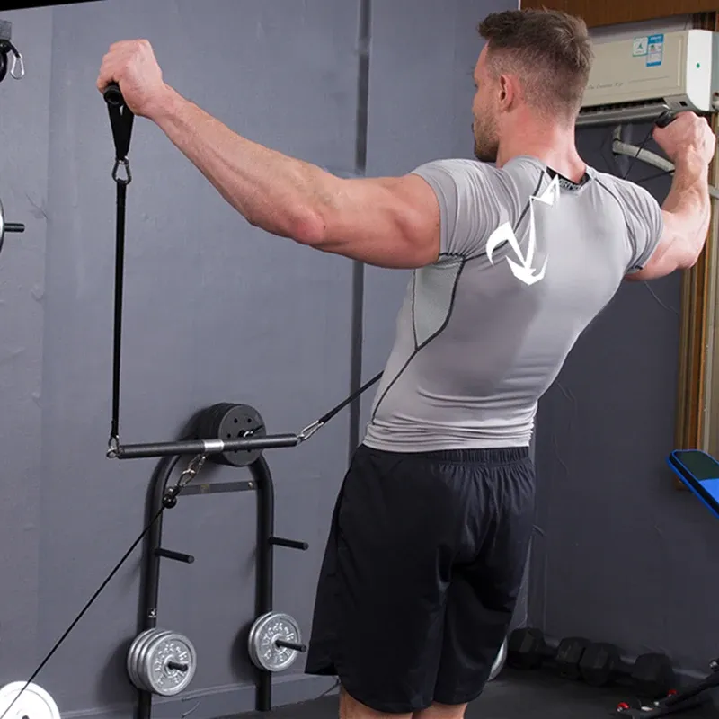 Tricep Pull Down Rope & Lat Bar Biceps Triceps Training Cable ...