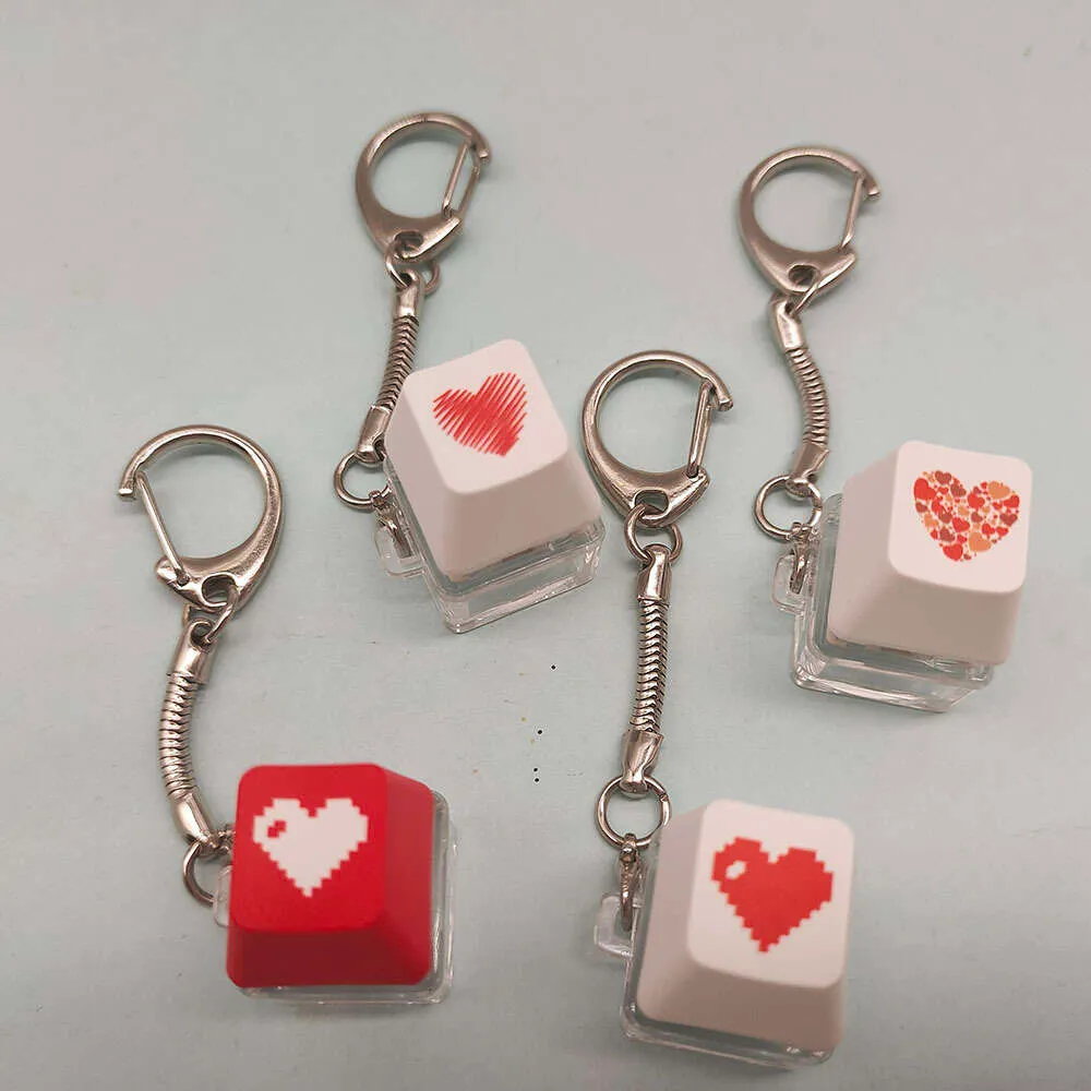 Funny Keychains Heart Keycap Keychain Adorable Fidget Toy Keyboard Key ...