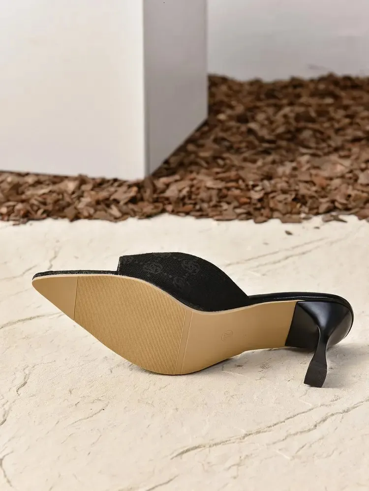 Summer Chic: Printed Fishbone High Heel Sandals - Pointed Toe Fashion ...