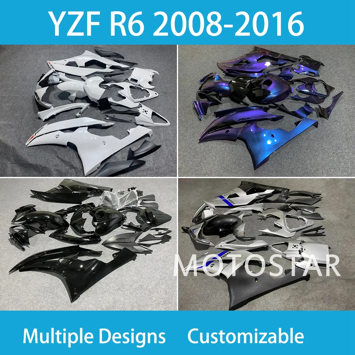 100% Fit Injection Mold For YAMAHA YZFR6 08 16 Road Racing ABS Plastic ...