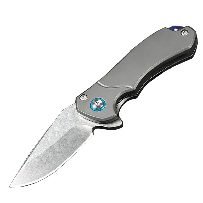 2024 TC4 Titanium Alloy Flipper Knife D2 Stone Wash Blade - Fast Open ...