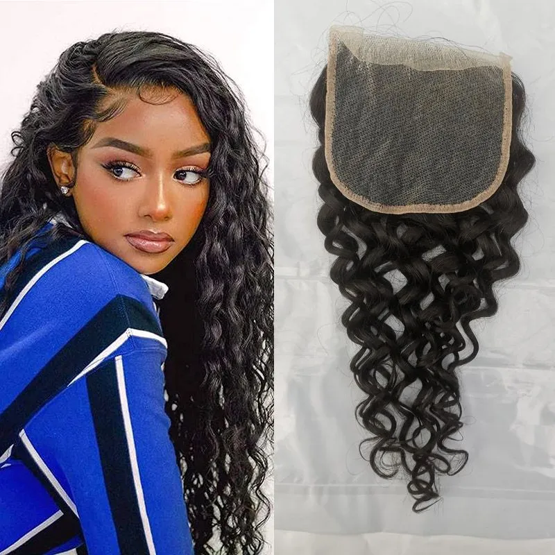 Peruvian Human Hair Lace Closure Water Wave 5X5 Hair Closure Natural ...