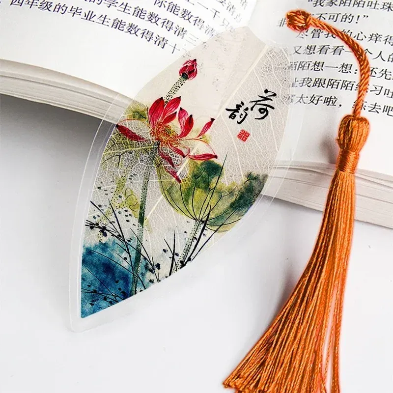 Chinese Archaic Lotus Flower Bookmarks Pretty Aesthetic Leaf Vein ...