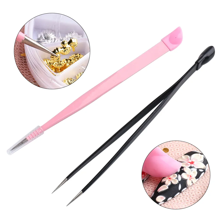 Double Sided Tweezers Multifunctional Nipper Nail Art Sticker Picker ...