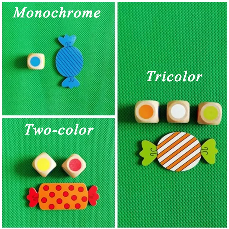 DHgate.com:Wooden Montessori Board Game - Candy Dice Colors Matching ...