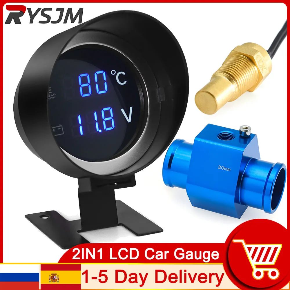 Digital Car Water Temp Gauge - LED -10-110°C + Sensor, 10mm Adapter ...