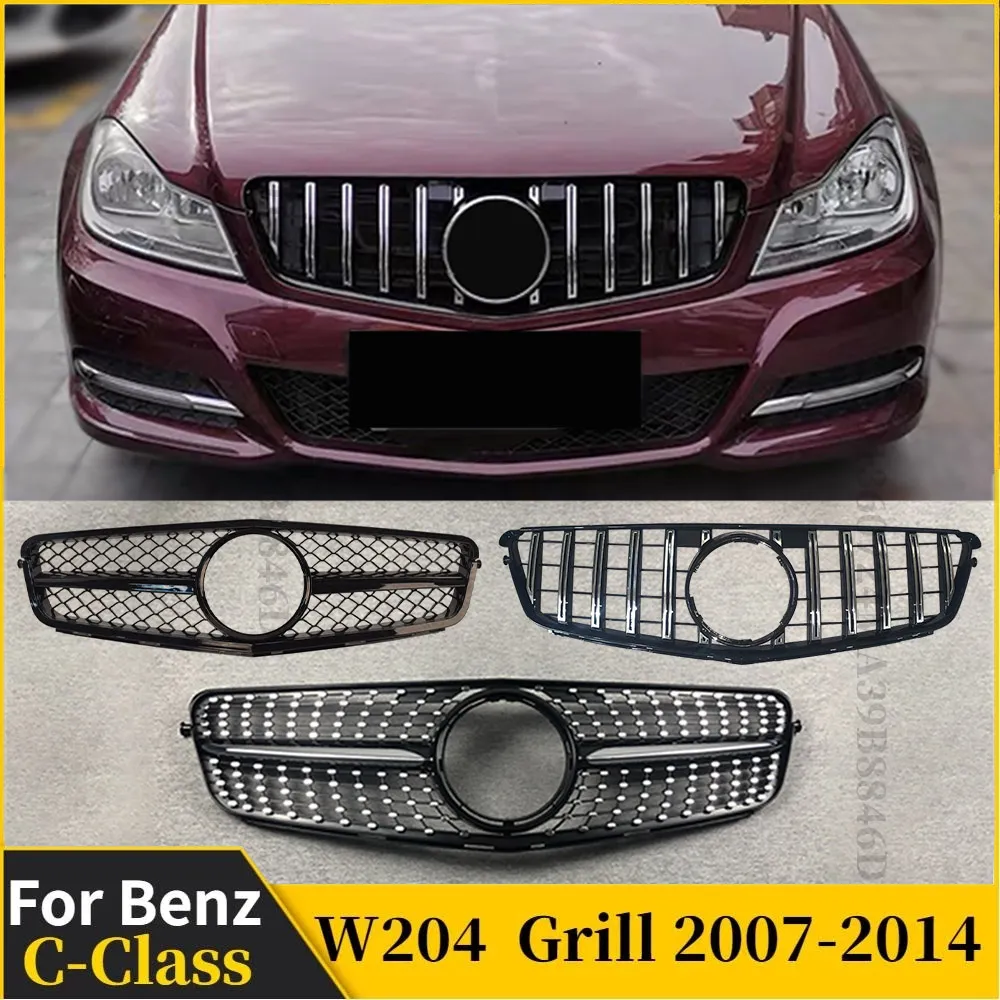 For Mercedes W204 Grille Benz C C204 S204 2007 2014 C180 C200 C250 C300 C350 Diamond AMG GT ...