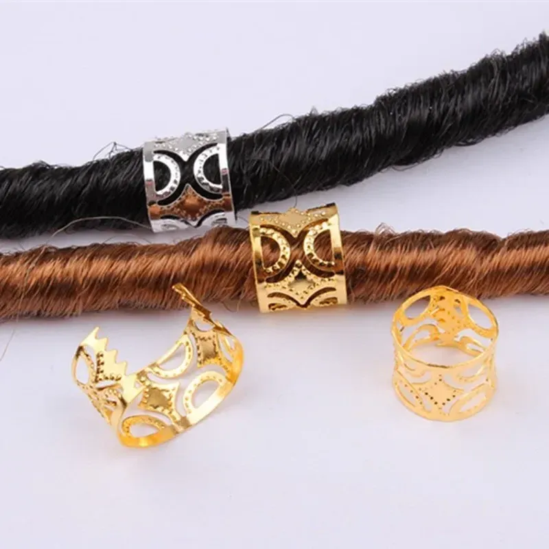 Gold & Silver Dreadlock Beads: 50-Colorful Hair Braid Rings for ...