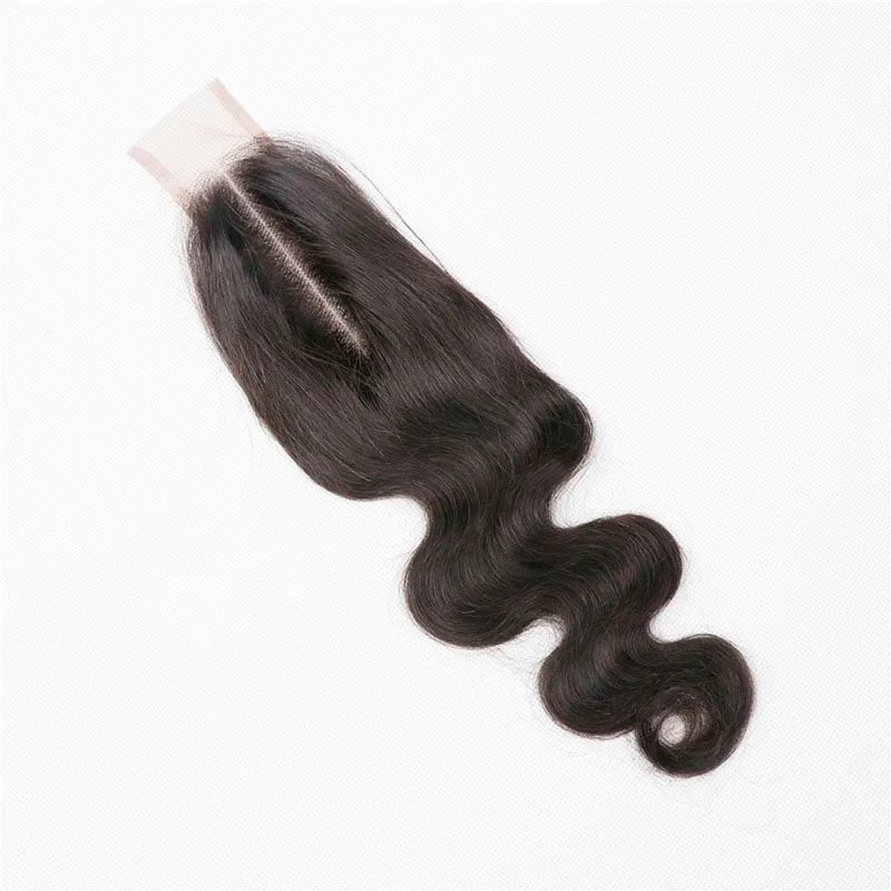 Brazilian Straight Body Wave Human Hair 2x6 Lace Closure, Natural Color ...