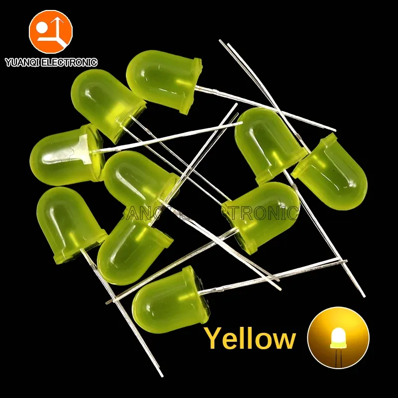 10-Pack 10mm Multicolor LED Assortment Kit: White, Red, Green, Blue ...