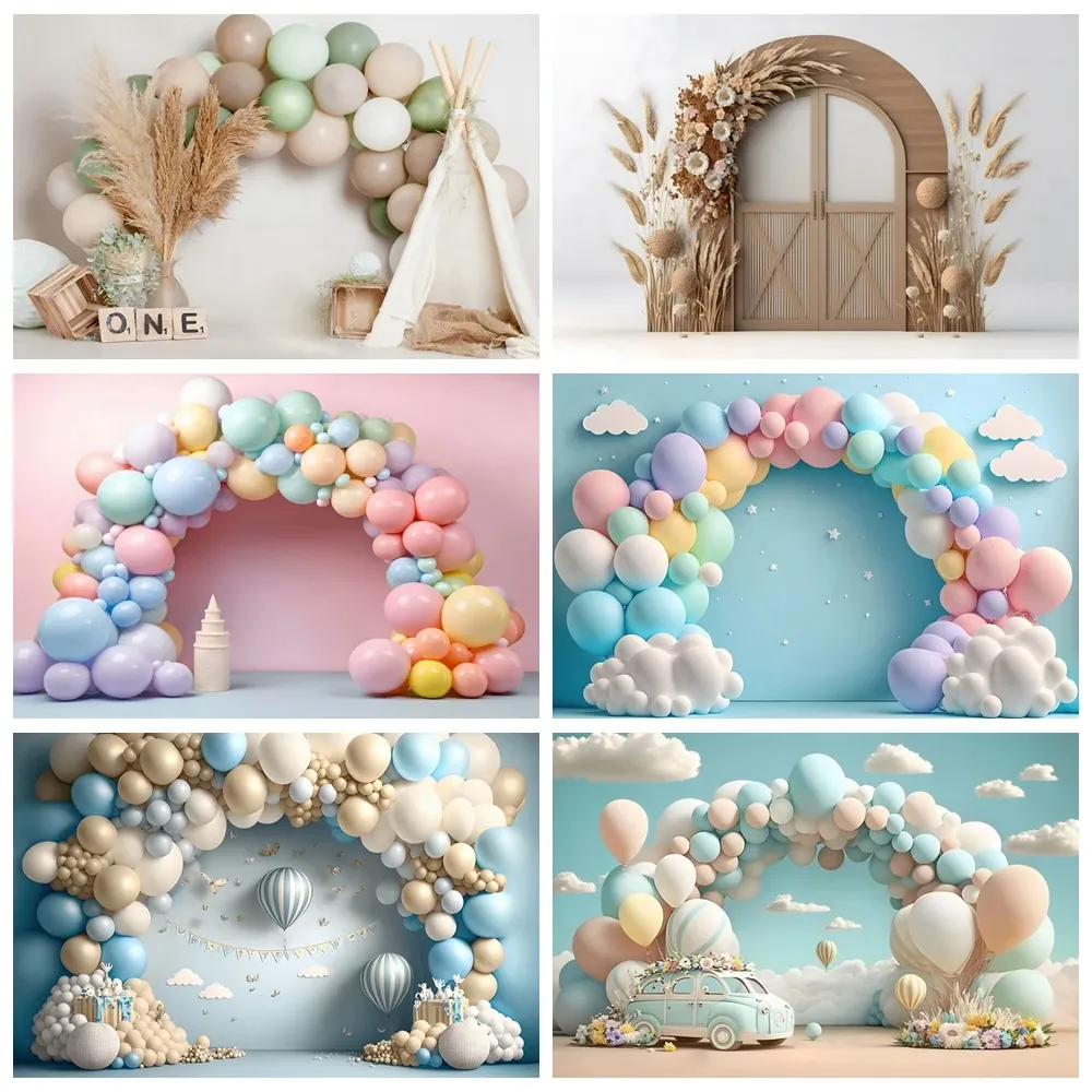 Newborn Baby Birthday Backdrop Balloon Backdrop For Shower, Cake Smash ...