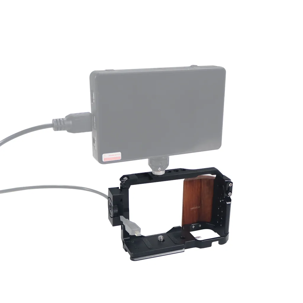 DHgate.com:2024ZVE10 Camera Cage Rig with Wooden Handle Top Side Grip ...