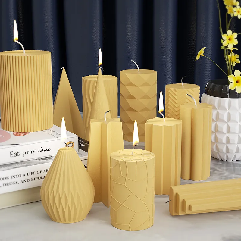 Geometric Silicone Candle Mold For Stripe Cylinder Scented Candle ...