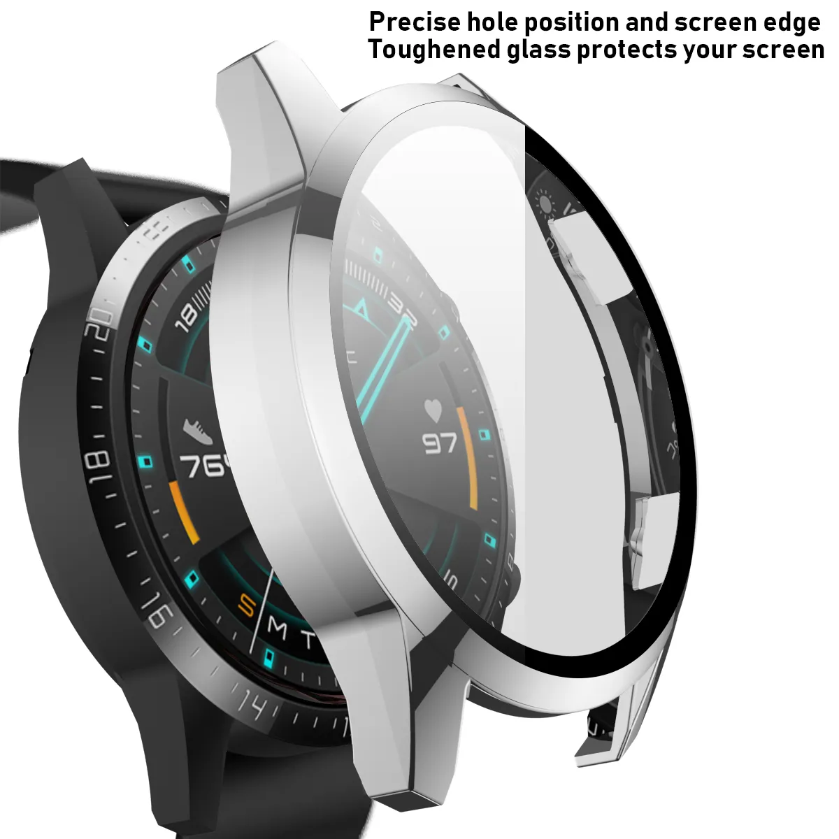 Tempered Glass Case Cover Screen Protector for Huawei Watch GT 2 46mm ...