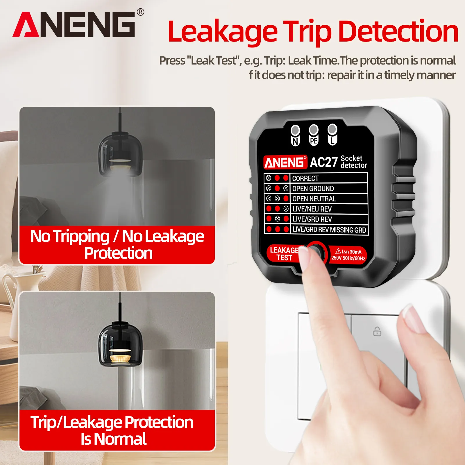 DHgate.com:ANENG AC27 250V AC Plug Socket Circuit Polarity Leakage ...