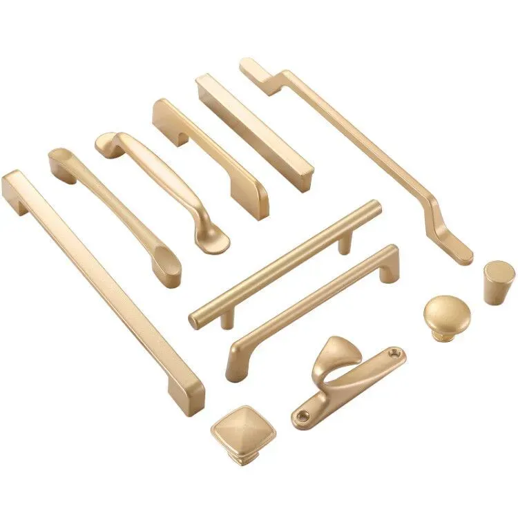 Cabinet Pulls 96-192mm Pitch-row Nordic Style Golden Furniture Handle ...