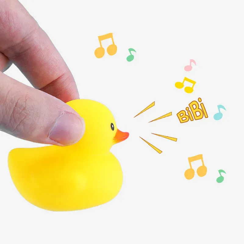 Baby Bath Toys Soft Rubber Floating Ducks With Squeeze Sound Cute ...