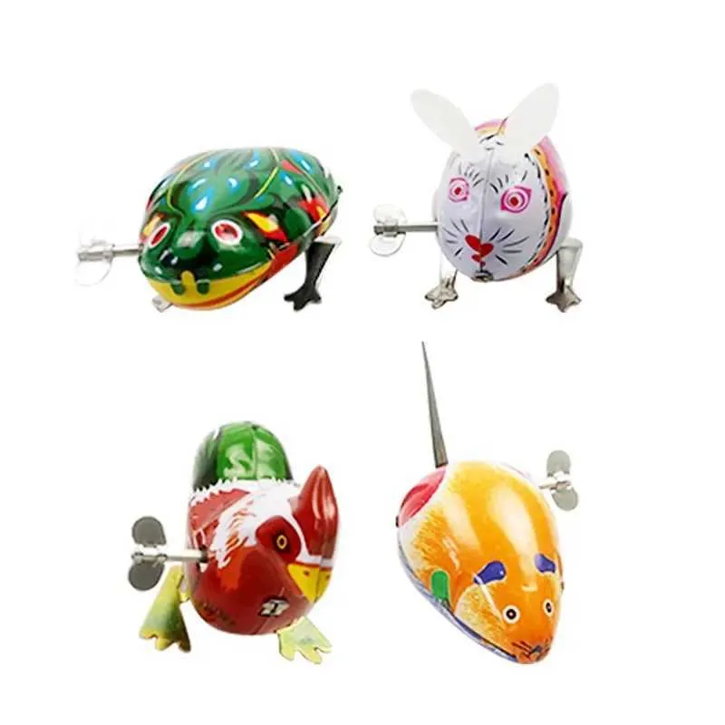 Retro Wind-up Toys: Tin Metal Frog, Chicken, Rabbit, Tank & Mouse ...
