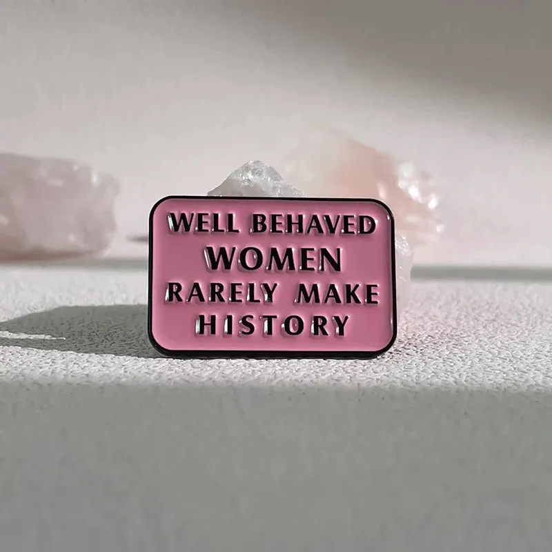 Feminist Enamel Pins Pink Rhinestone Brooches Ladies Lapel Pins for ...
