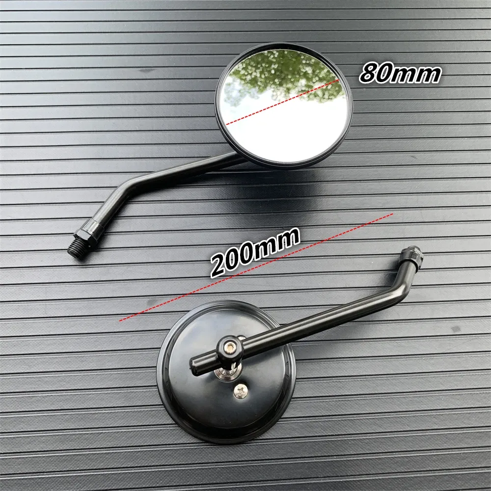 10mm Motorcycle Cafe Racer Side Mirrors, Universal Round Retro Modified ...