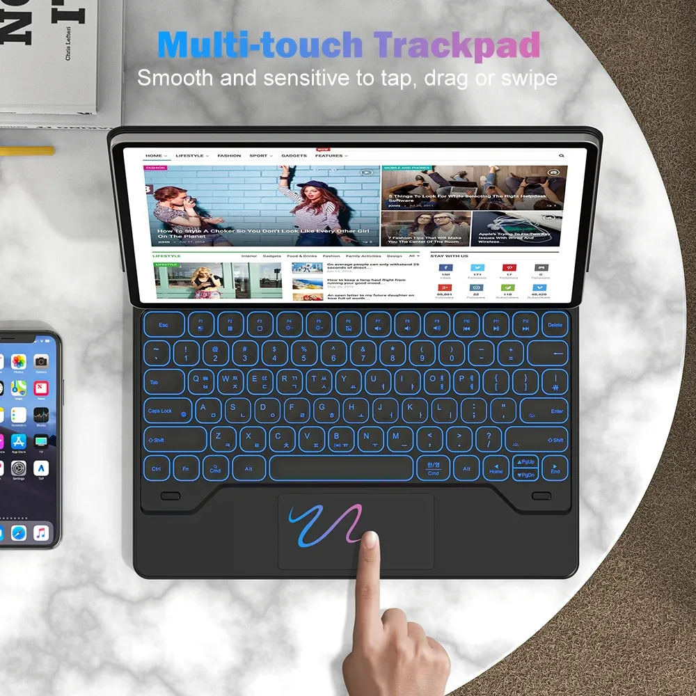 Keyboard Case with Backlit Multi-Angle Trackpad for Samsung Galaxy Tab ...