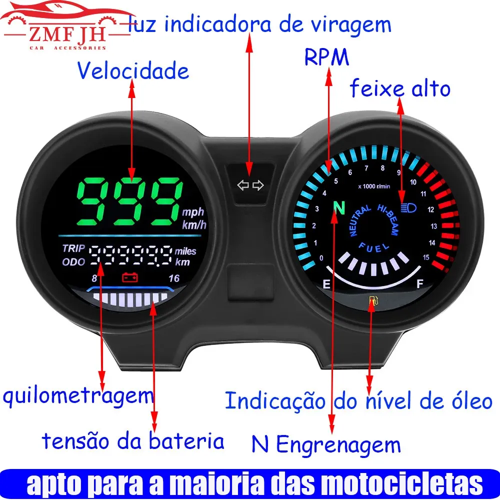 Digital Motorcycle Speedometer For Honda CG150 Fan150 2010 2012 LED RPM ...