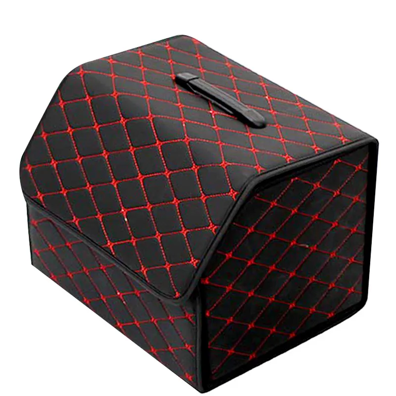 Folding Leather Car Trunk Organizer Waterproof Cargo Storage Box Travel ...