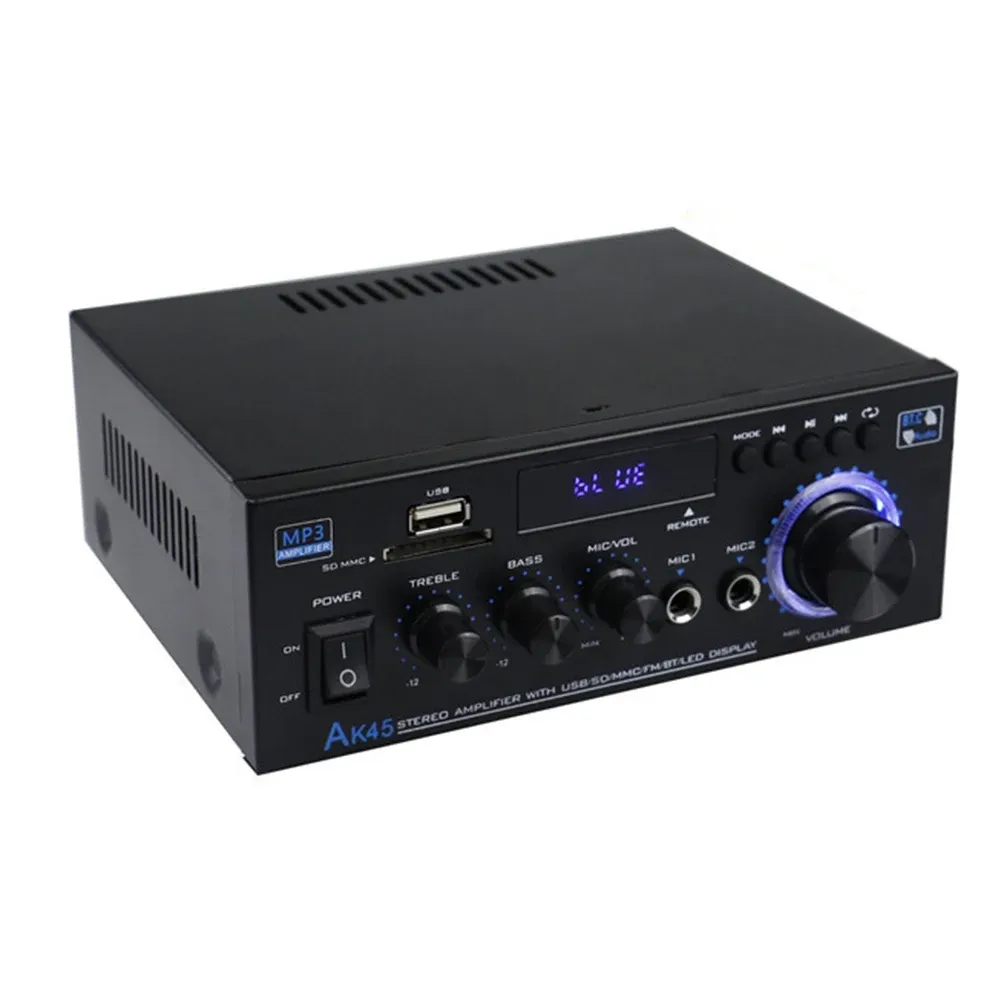 Mini 200W x2 Stereo Amplifier - Blue Light Audio Power Amp for Home ...