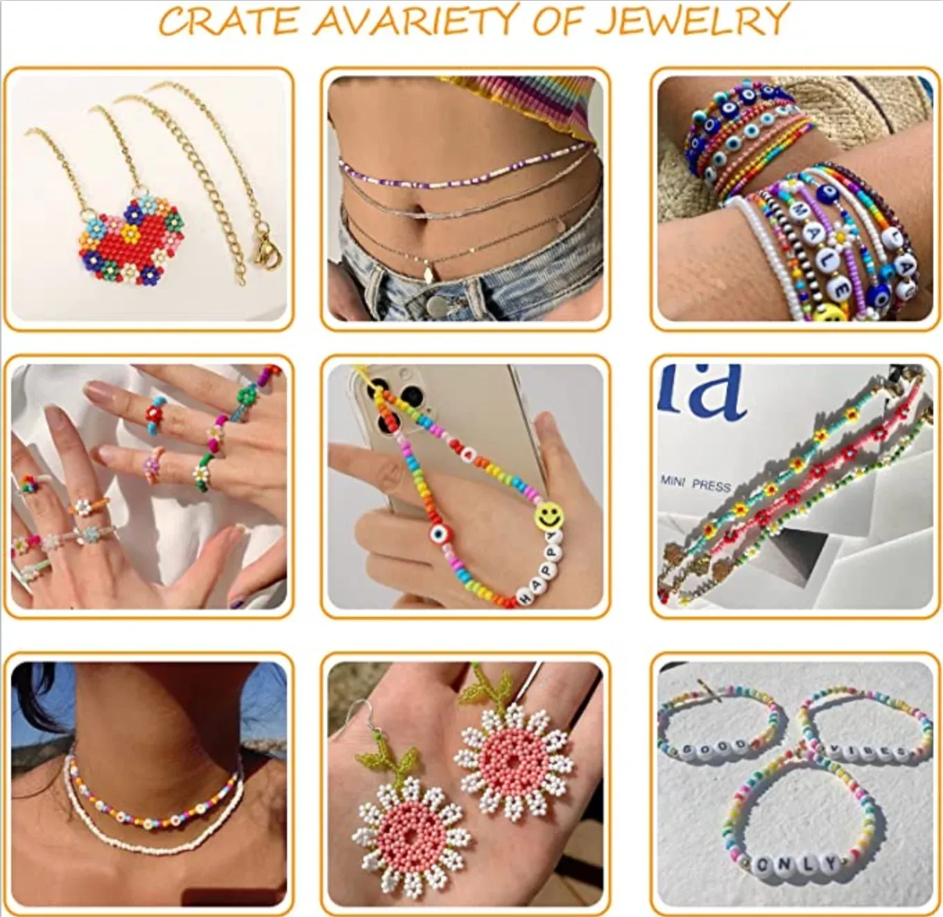 24K Glass Seed Beads Kit, DIY Jewelry Making Kit, 2mm Beads for ...