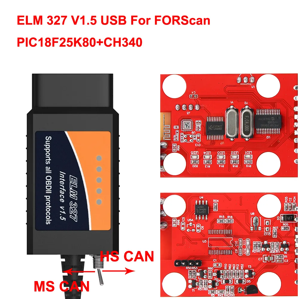 ELM 327 V1.5 USB FORScan Ford Car Diagnostic Tool PIC18F25K80 FTDI ...