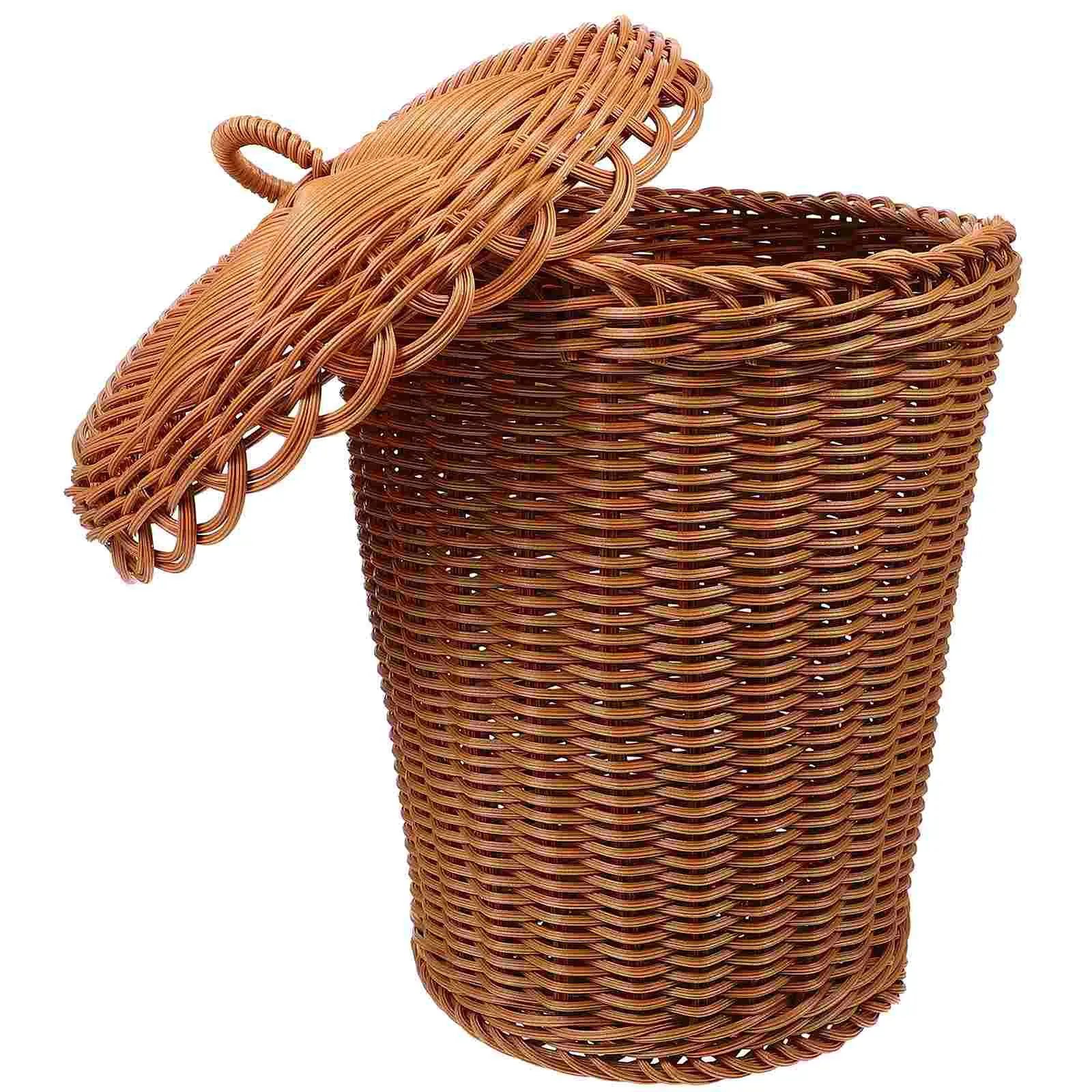 wicker trash can small