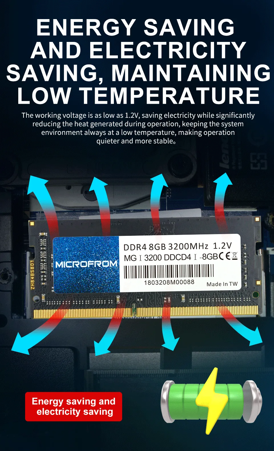MicroFrom Memoria Ram Notebook DDR4 DDR3L 4GB 8GB 16GB 1600MHz 2666MHz ...