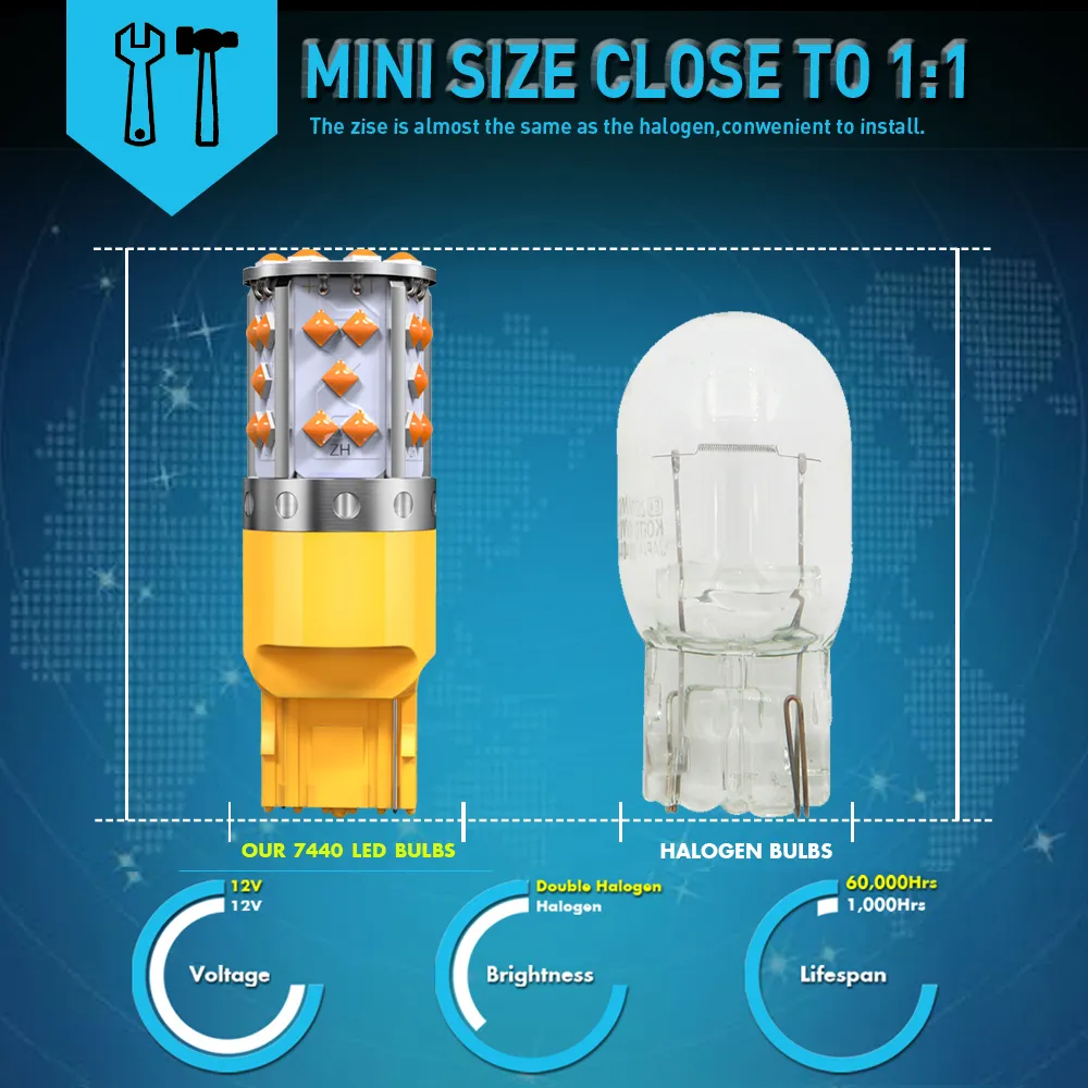 2X WY21W 3030 SMD T20 LED Turn Signals - No Hyper Flash, 12V Orange Bulbs from Dhgate Other ...