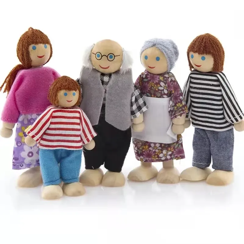 DHgate.com:Charming 6-Piece Wooden Dollhouse Family Set: Miniature Toy ...