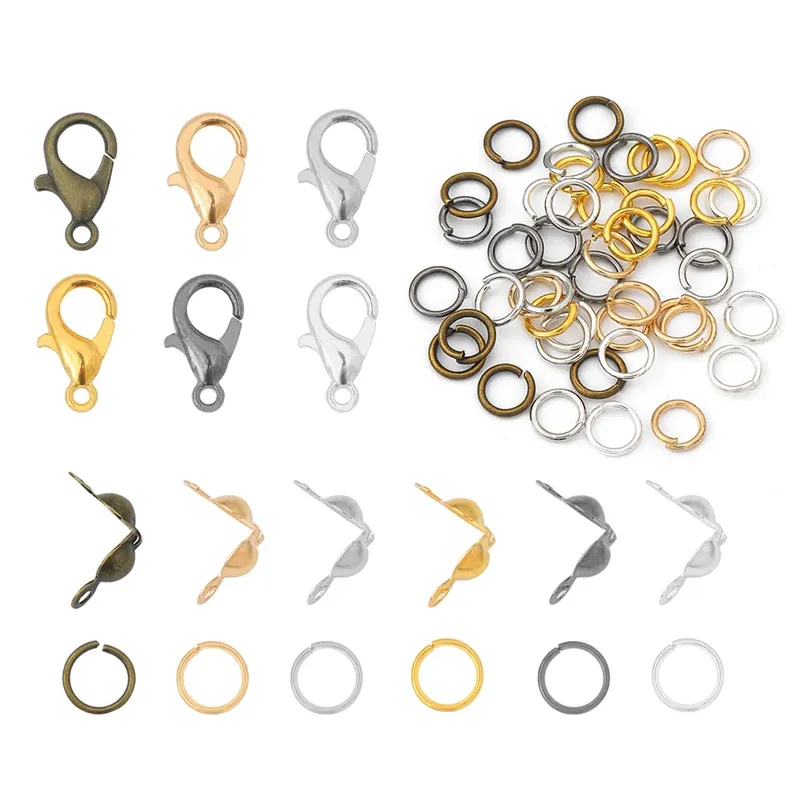 Lobster Clasp Jump Rings Crimp Ends for DIY Jewelry Making - Silver ...