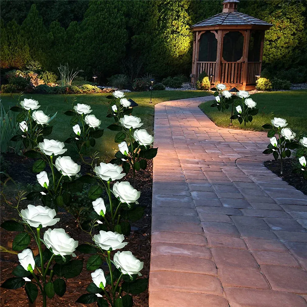 2024 Solar Rose Garden Stake Lights, Waterproof Outdoor Decorative ...