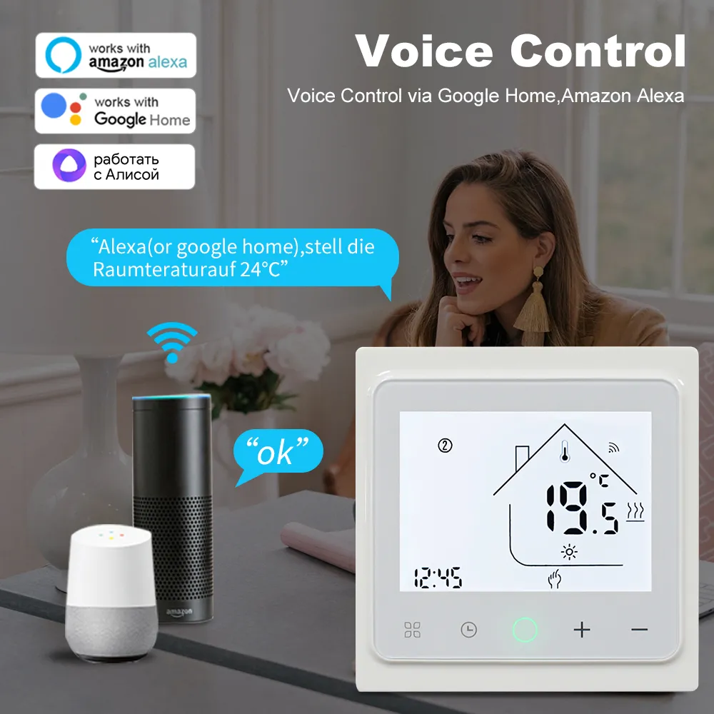 Smart Wi-Fi Thermostat for Heating Control, Works with Alexa, Google ...