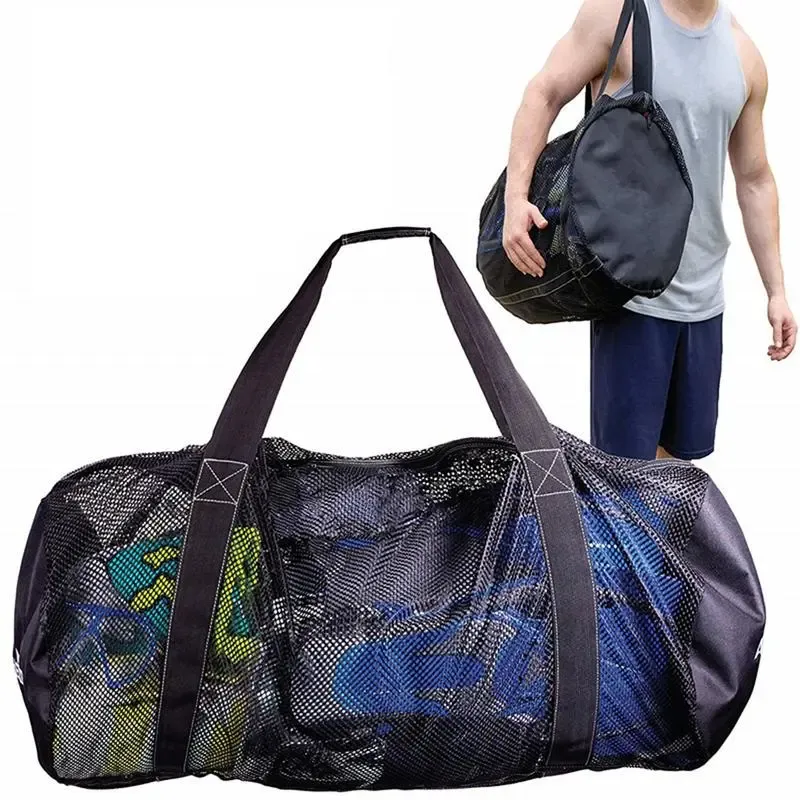 Portable Beach Bag Foldable Mesh Kids Swimming Toy Storage Sack For ...