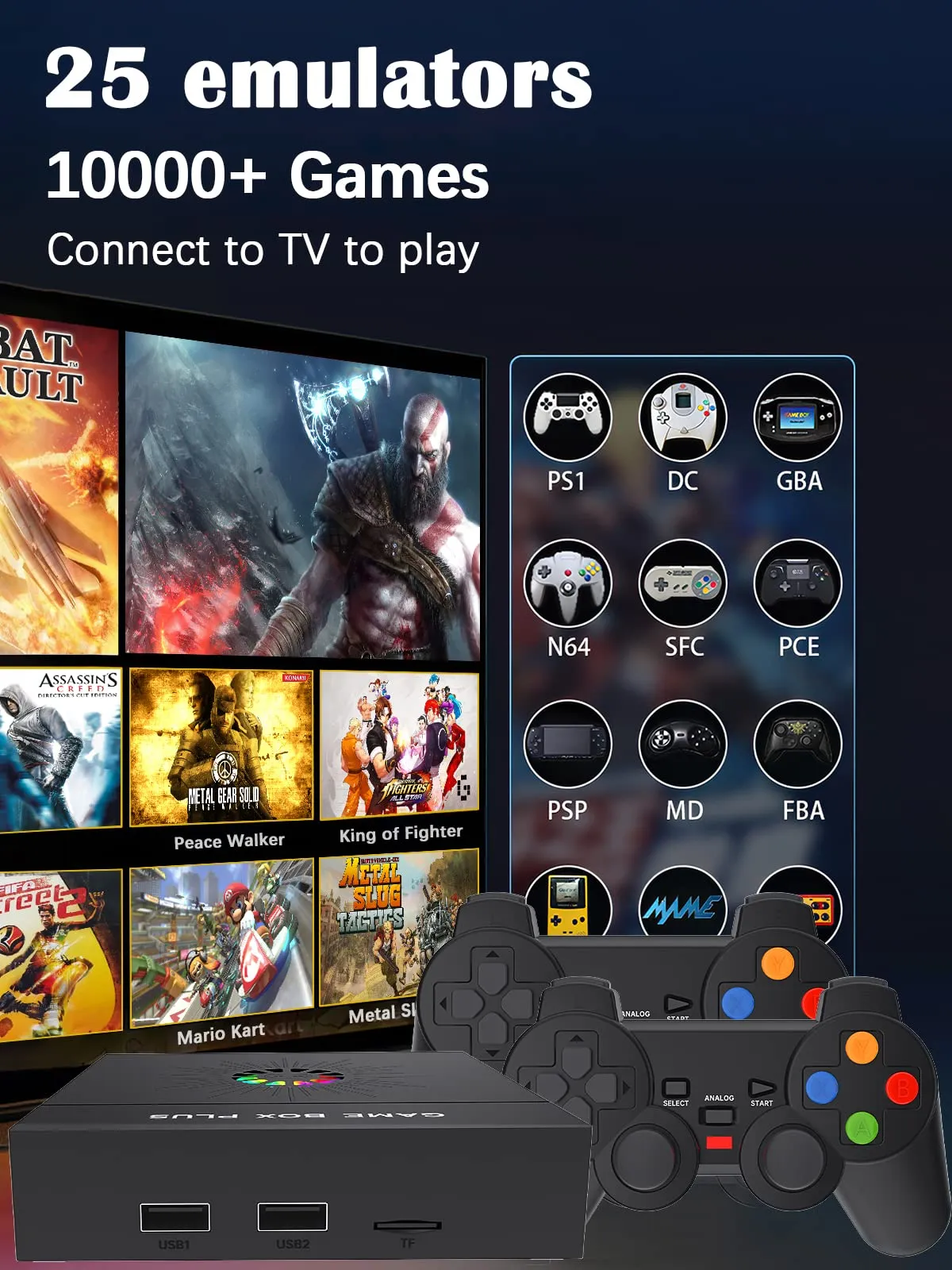 Retro Game Console with 10,000+ Classic Games, 128GB, 4K HDMI, 25 ...