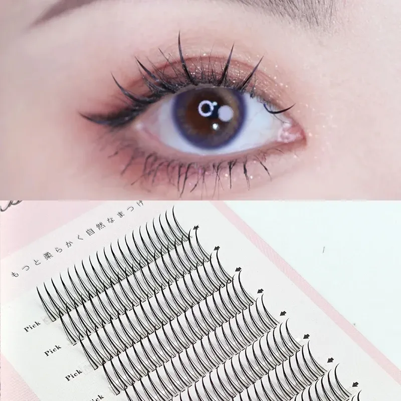 A/M Shape Individual Cluster Spike False Eyelashes Premade Russian ...