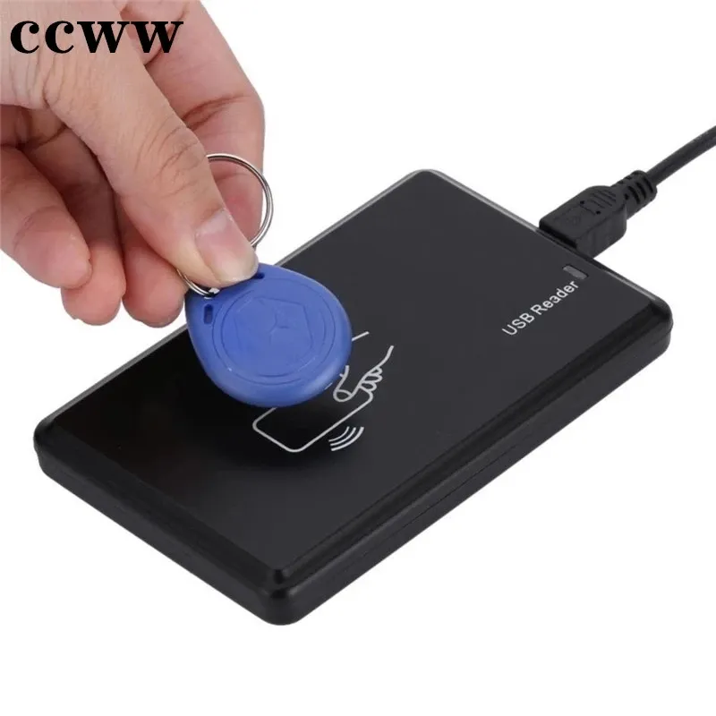 5-Piece RFID Card Reader Writer Set: Blue Keyfobs, 125KHz EM4305 T5577 Duplicator Programmer for ...