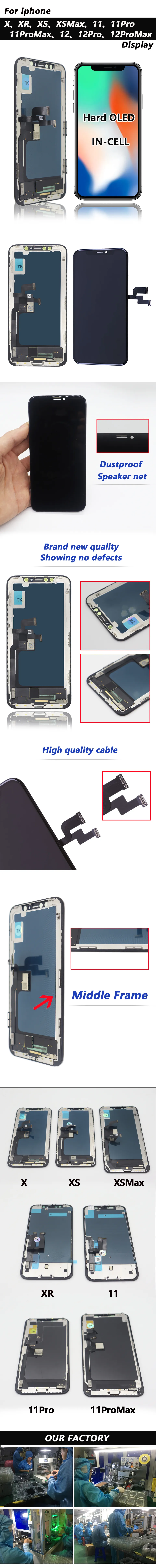 OLED Screen Display Assembly with 3D Touch Digitizer for iPhone X XR XS ...