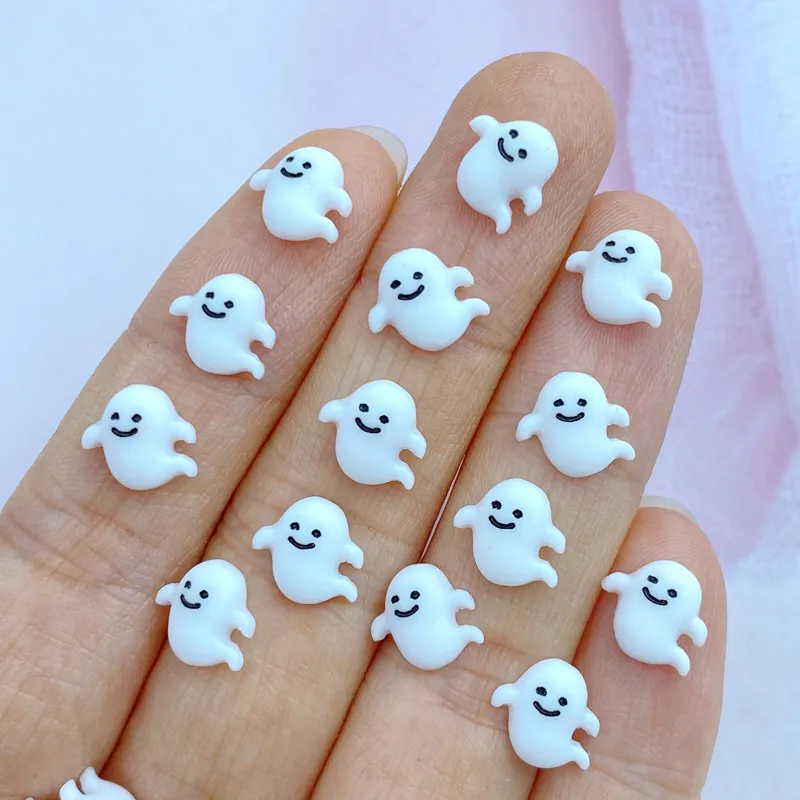 8mm Mini White Ghost Resin Flat Back Manicure Parts Embellishments for ...