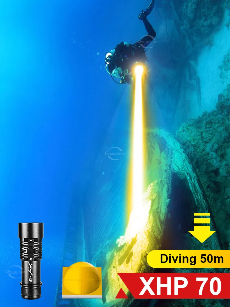 Professional Diving Flashlight Super Bright 3 Modes, Waterproof IP8 ...