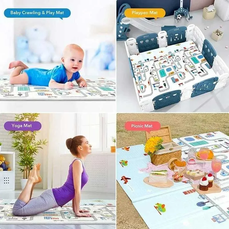Foldable Baby Play Mat with XPE Foam - Safe & Educational Activity Rug ...