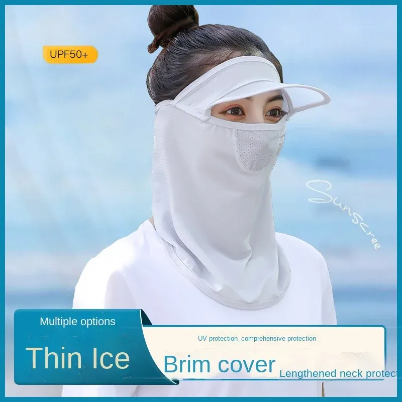 Summer Women's Ice Silk Sunscreen Mask: Breathable, Full-Face Sunshade ...