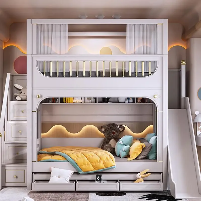 Luxury Multifunctional Kid Bunk Bed With Safety Fence Large Storage Prices Bed For 5 8 Year Old Childrens Bedroom Furniture From Ddmyfriend 852.07 DHgate.Com