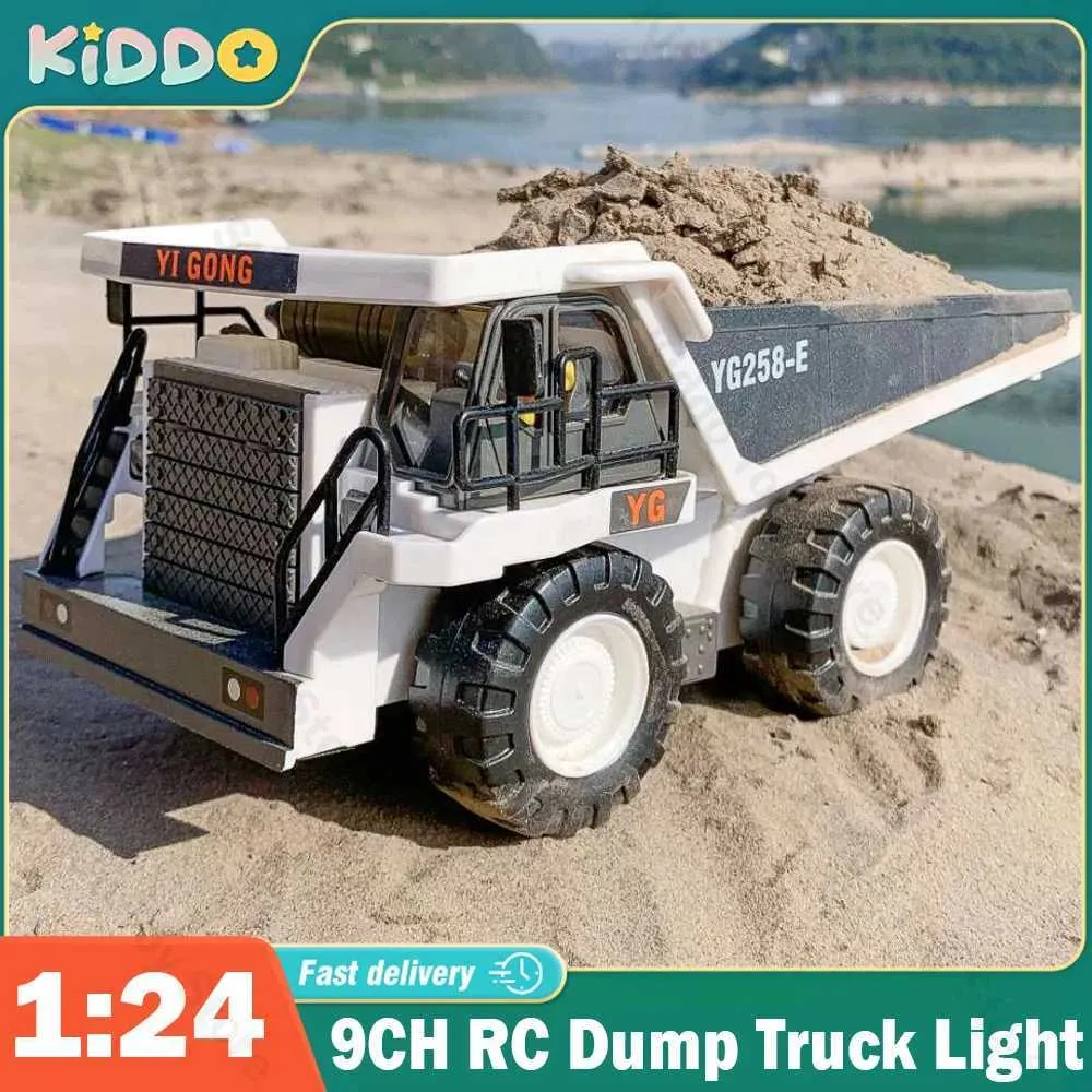 Diecast Model Cars 1/24 Alloy RC Dump Truck Equipped With Lightweight Construction Vehicle ...